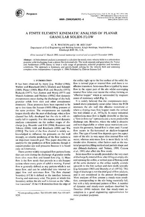 Pdf A Finite Element Kinematic Analysis Of Planar Granular Solids