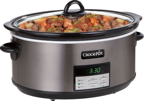 Crock Pot 8 Quart Slow Cooker Black Stainless Sccpvfc800 Ds Best Buy
