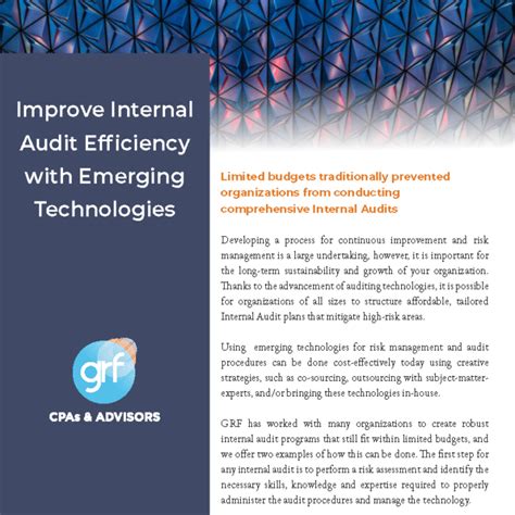 Improve Internal Audit Efficiency With Emerging Technologies GRF CPAs Advisors