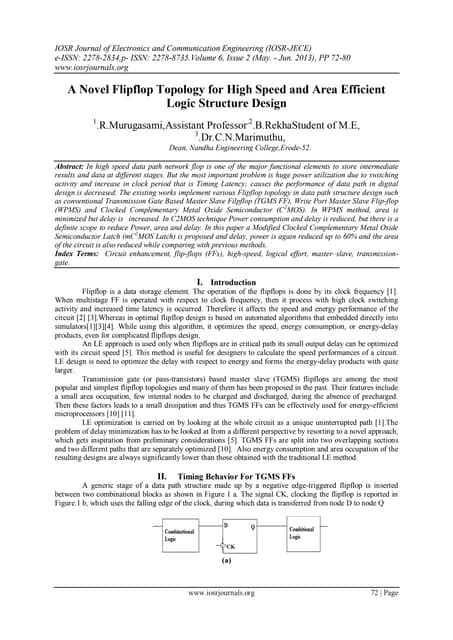 A Novel Flipflop Topology For High Speed And Area Efficient Logic Structure Design Pdf