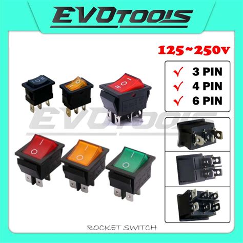 Rocket Switch 3 4 6 Pin Push Button Rocker Switch On Off Electrical Equipment Light Power