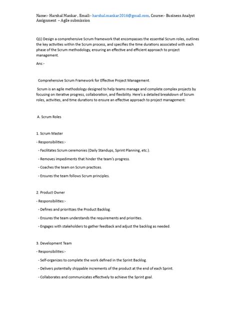 Assignment Agile Methodology Solution Pdf Scrum Software Development Software