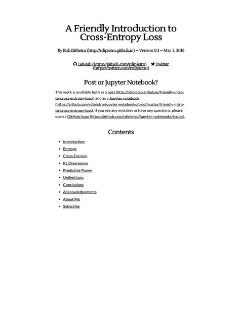 A Friendly Introduction To Cross Entropy Loss Pdf