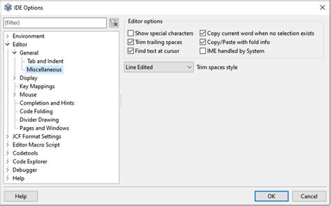 ide window editor options general misc free pascal wiki