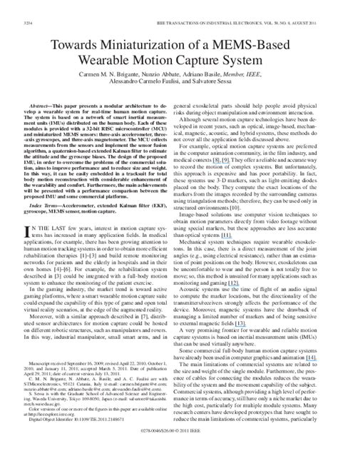 Pdf Towards Miniaturization Of A Mems Based Wearable Motion Capture System