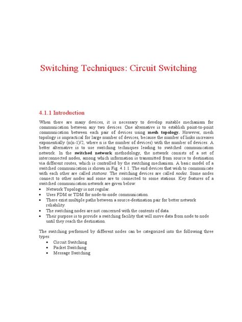 switching techniques circuit switching pdf computer network