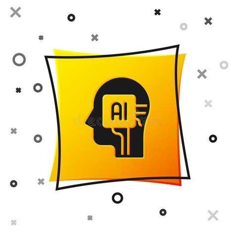 Black Humanoid Robot Icon Isolated On White Background Artificial Intelligence Machine