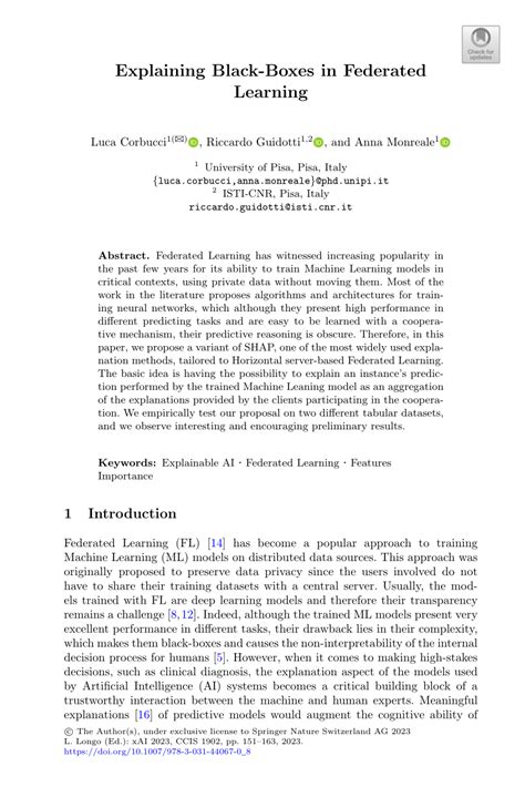 Pdf Explaining Black Boxes In Federated Learning