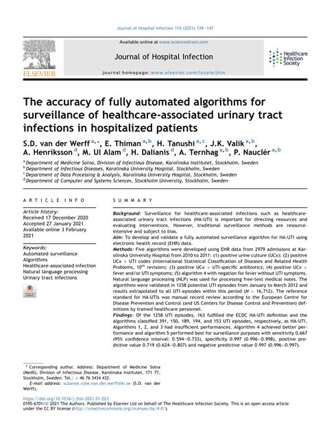 Pdf The Accuracy Of Fully Automated Algorithms For Surveillance Of Healthcare Associated
