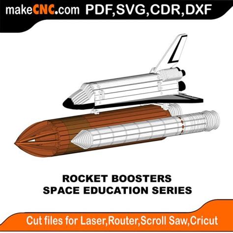 Rocket Boosters Space Education 3d Puzzle Laser Cut Scroll Saw Cnc Router Template