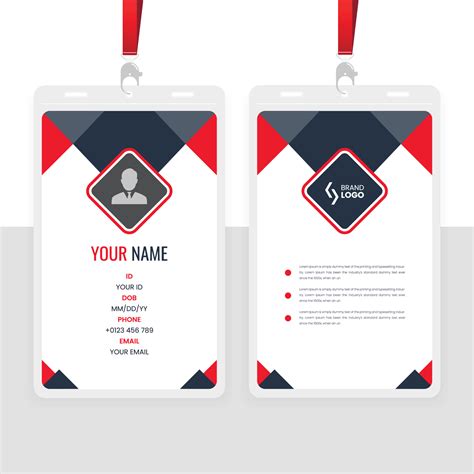Modern Office Id Card Design Template With Red And Black Color 24114795 Vector Art At Vecteezy