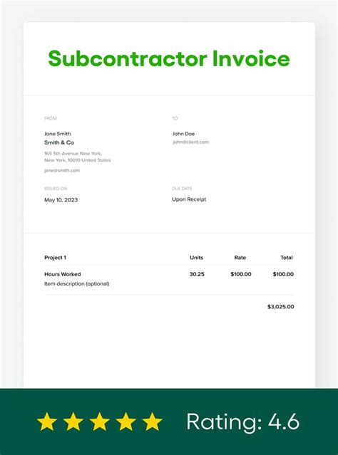 Free Subcontractor Invoice Template Free 2024 Updated Bonsai