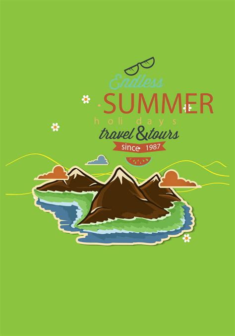 타이포그래피와 여름 요소 벡터 Eps Ai Uidownload