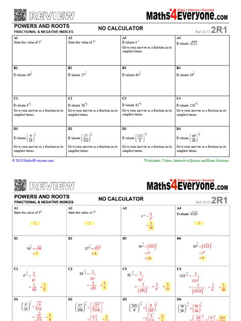 Powers And Roots Fractional And Negative 20261 Pdf Chess