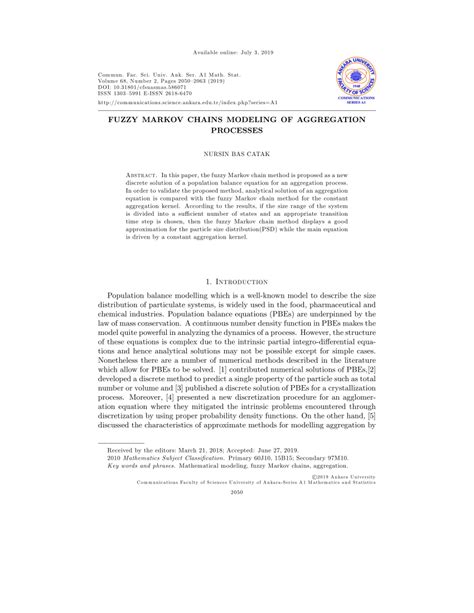 pdf fuzzy markov chains modeling of aggregation processes