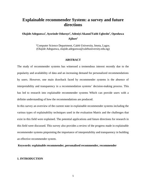 Pdf Explainable Recommender System A Survey And Future Directions