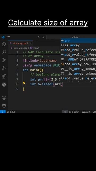 calculate the size of array coding c practice programming trending shorts array size