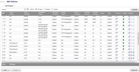 Nat Policies Table