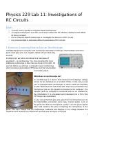 Lab 11 Using An Oscilloscope Pdf Physics 229 Lab 11 Investigations Of RC Circuits Goals
