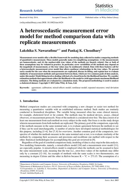 Pdf A Heteroscedastic Measurement Error Model For Method Comparison