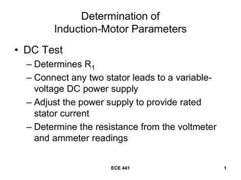 Determination Of Induction Motor Parameters • Dc Test