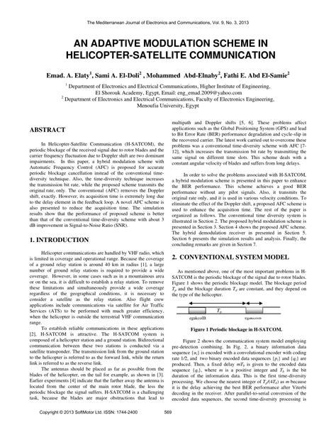 Pdf An Adaptive Modulation Scheme In Helicopter Satellite Communication