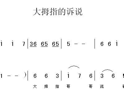 大拇指的诉说 歌谱 简谱