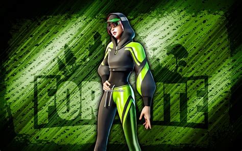 Descargar Adeline Fortnite 4k Fondo Diagonal Verde Arte Grunge