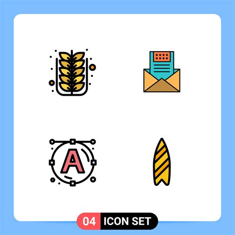 4 Thematic Vector Filledline Flat Colors And Editable Symbols Of Autumn Envelope Nature