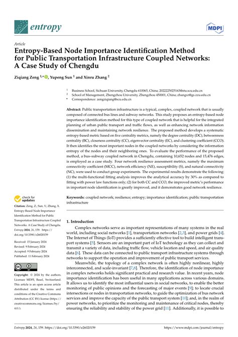 Pdf Entropy Based Node Importance Identification Method For Public Transportation