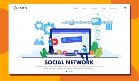 Premium Vector Social Network Landing Page Illustration Template