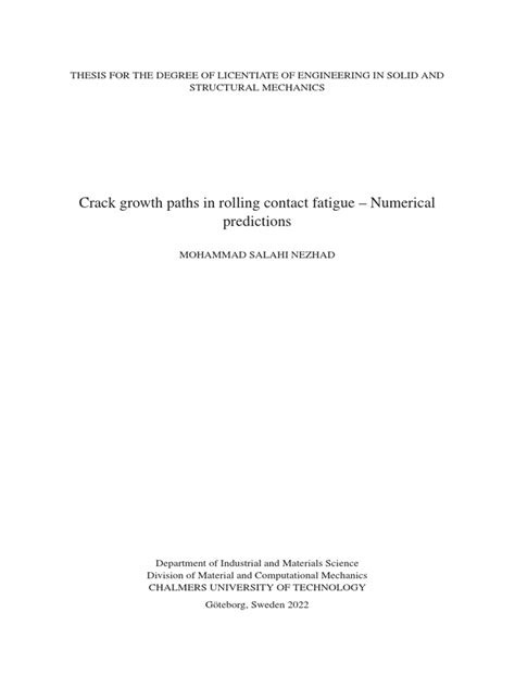 Crack Growth Paths In Rolling Contact Fatigue Numerical Predictions