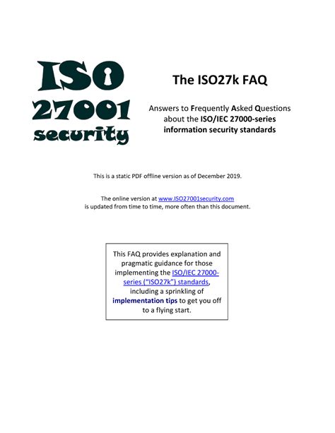 Iso27k Faq Data About Information Security The Iso27k Faq Answers To Frequently Asked