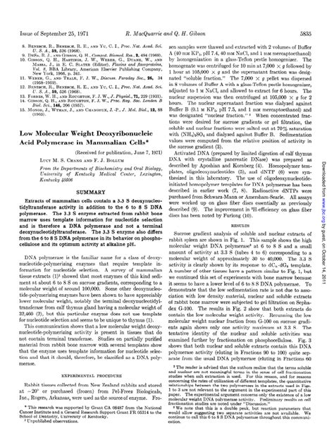 Pdf Low Molecular Weight Deoxyribonucleic Acid Polymerase In Mammalian Cells