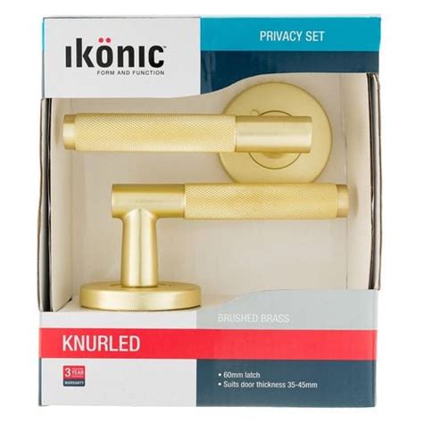 Ikonic Brushed Brass Knurled Privacy Lever Set Bunnings Australia