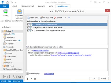 auto bcc cc for outlook download