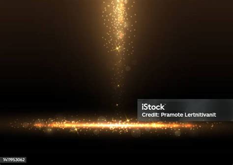추상적인 럭셔리 골든 글리터 효과가 조명 효과와 함께 블랙 배경에 빛나는 반짝임 템플릿 프리미엄 시상식 디자인 조명 장비에 대한 스톡 벡터 아트 및 기타 이미지 Istock