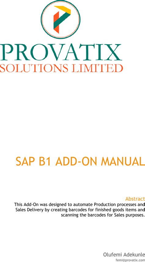 Sap B1 Add On Manual Addon