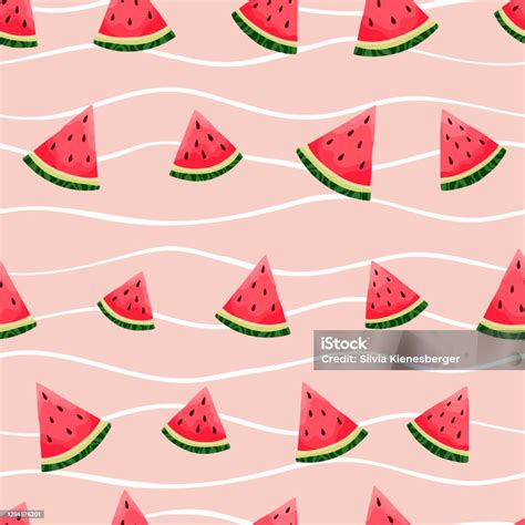 재미 손 은 물 멜론 활기찬 배경 여름 직물 배너 배경 화면 포장에 좋은 여름 원활한 패턴 벡터 디자인 수박에 대한 스톡 벡터 아트 및 기타 이미지 Istock