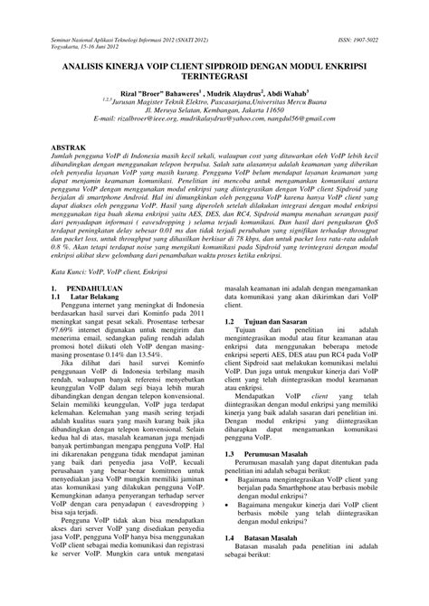 PDF Performance Analysis Of VoIP Client With Integrated Encryption Module