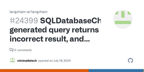 SQLDatabaseChain Generated Query Returns Incorrect Result And Different From When The Query Is