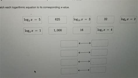 Solved Atch Each Logarithmic Equation To Its Corresponding X Value