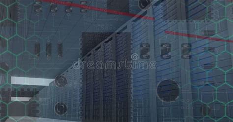 Microprocessor Connections Against Empty Computer Server Room Stock