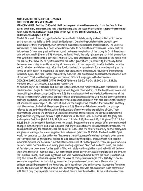 Adult Sts Lesson 3 Pdf Noah Genesis Flood Narrative