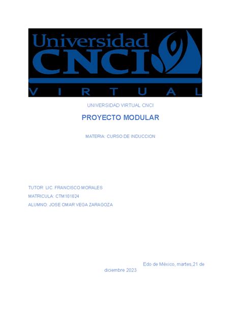 Proyecto Modular 27 Dic Universidad Virtual Cnci Proyecto Modular Materia Curso De Induccion