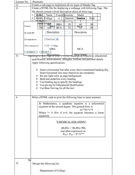 e commerce lab index lecture no practicals create a web page to