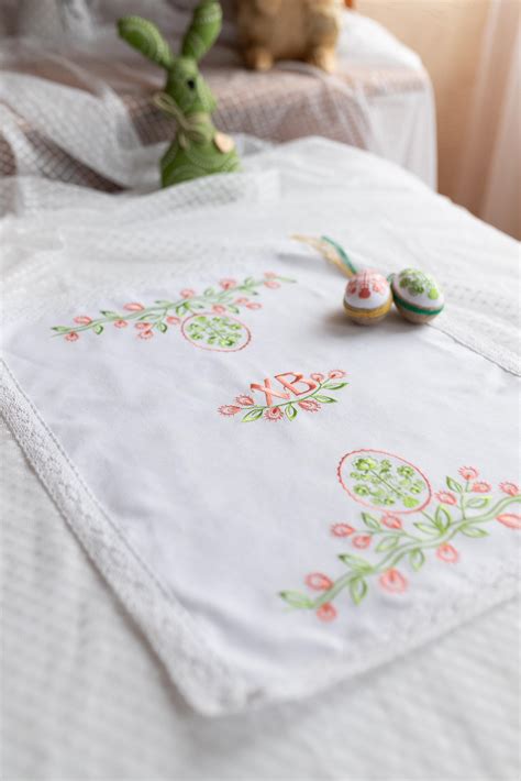 Slavic Pascha Decor Set Handmade Orthodox Easter Basket Cover Set With