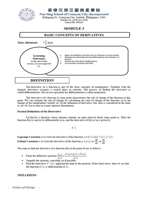 Module 3 Bc Pdf Derivative Function Mathematics