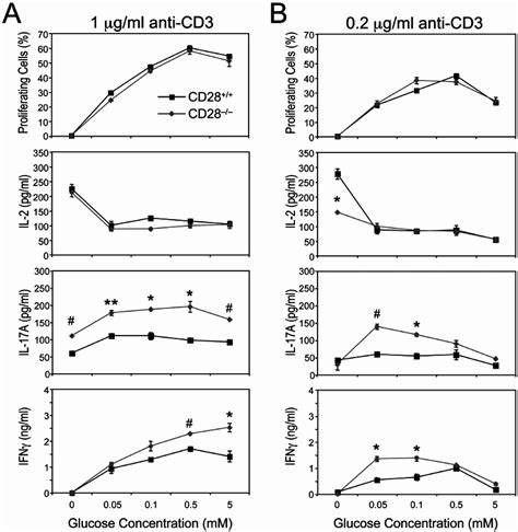 Effect Of Glucose Concentration On Cd T Cell Proliferation And Cytokine