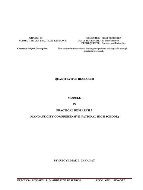 Pr 2 Module 1 Pdf Statistics Quantitative Research